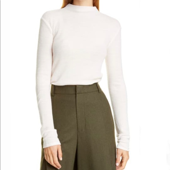 Vince | Sweaters | Vince Funnel Neck Fitted Wool Blend Sweater In Cream ...
